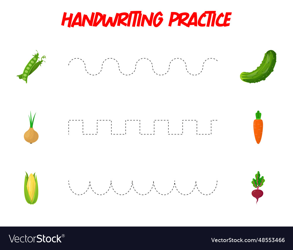 Tracing lines handwriting practice Royalty Free Vector Image