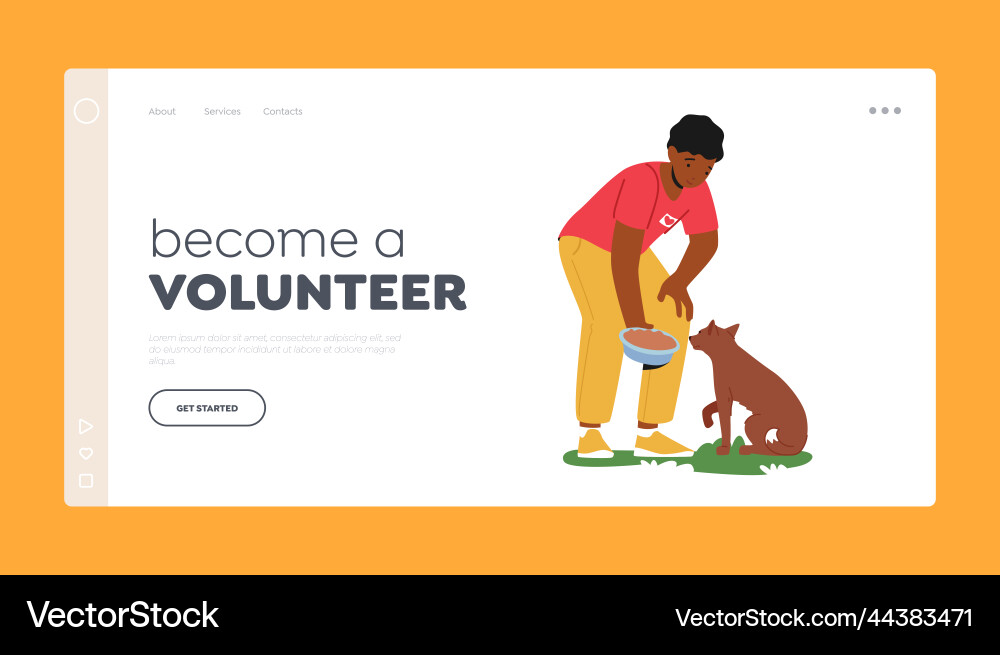 Become a volunteer landing page template friendly Vector Image