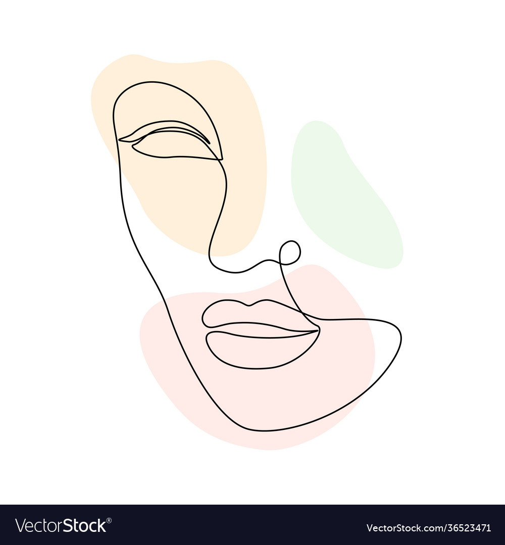 Continuous line art woman face with abstract Vector Image