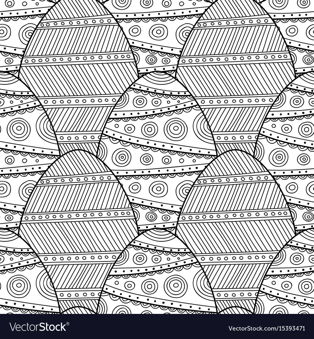 Decorative easter eggs black and white seamless Vector Image