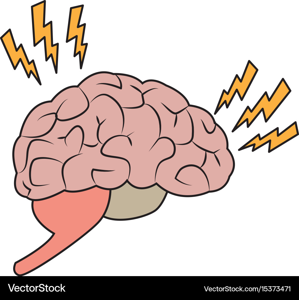 Drawing brain human pain sick organ Royalty Free Vector