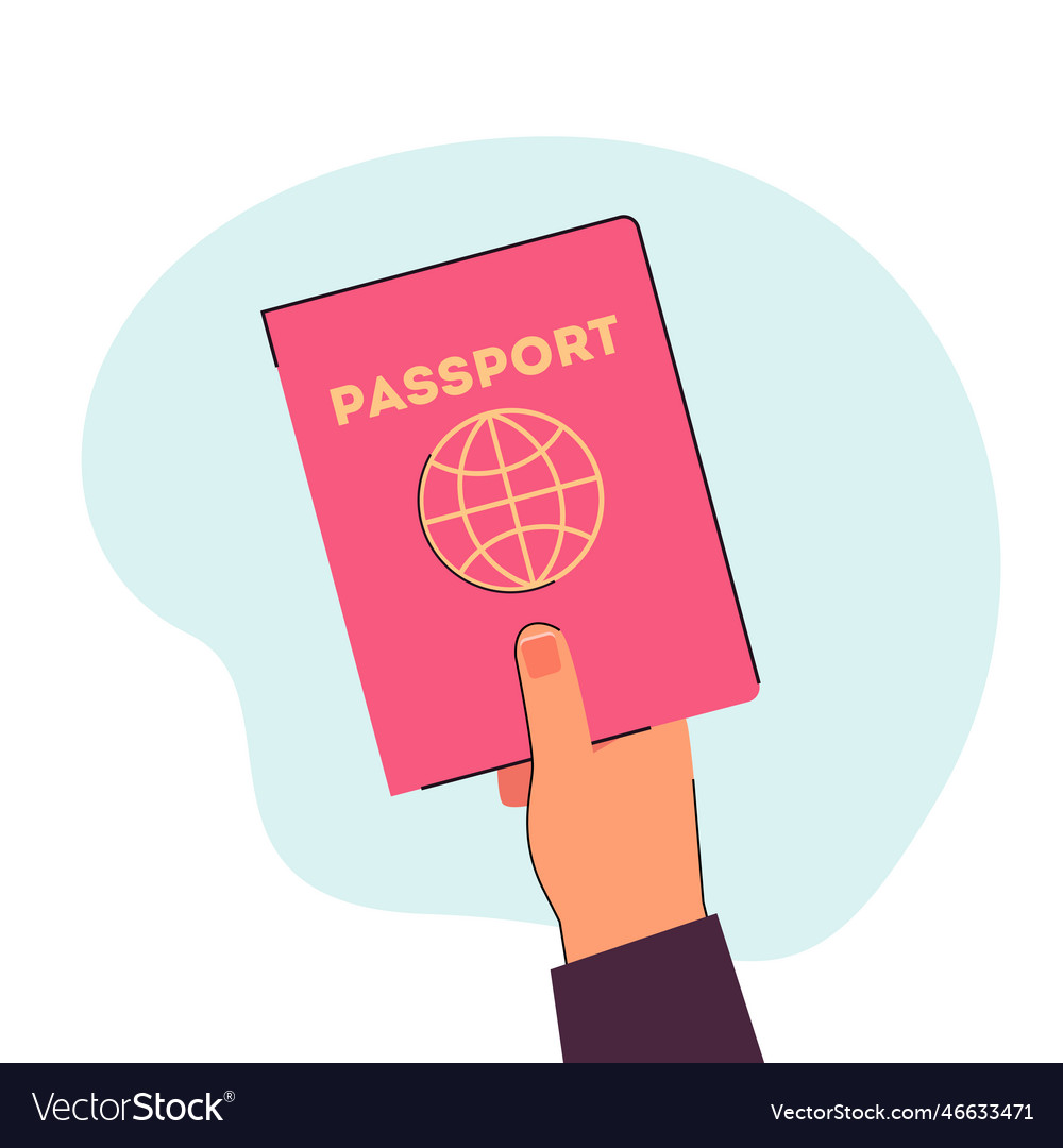 Female Hand Holding Passport Flat Royalty Free Vector Image