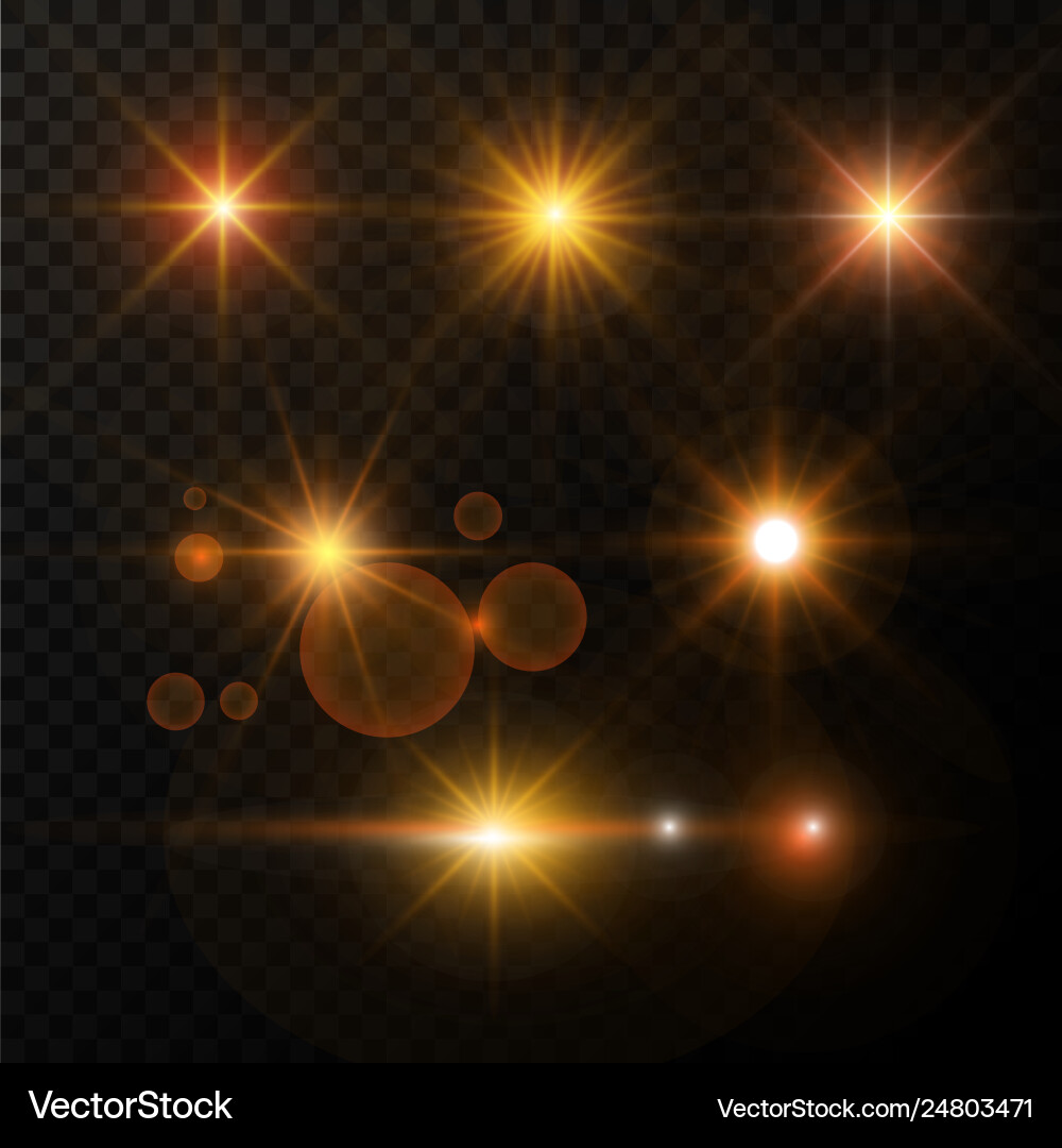 Golden light glow and shimmer star highlight Vector Image