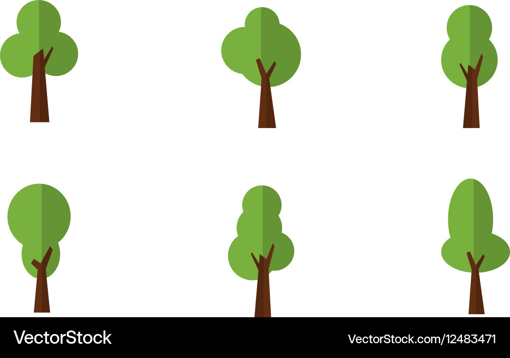 Green trees set Royalty Free Vector Image - VectorStock
