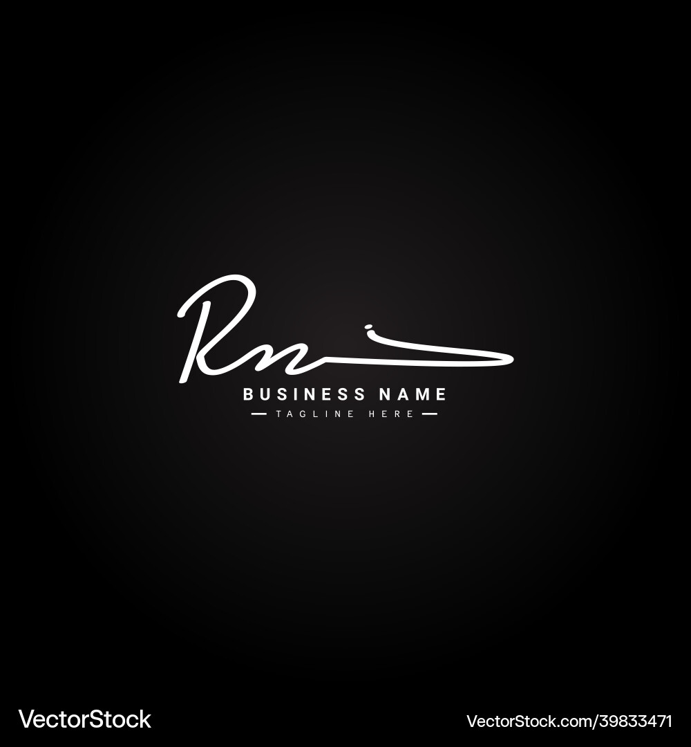 Initial letter rn logo handwritten signature Vector Image