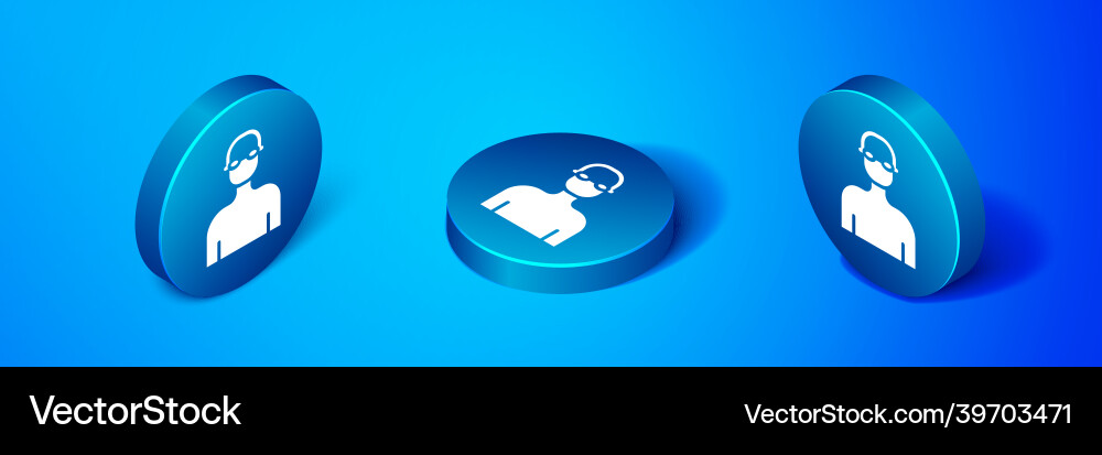 Isometric swimmer athlete icon isolated on blue Vector Image