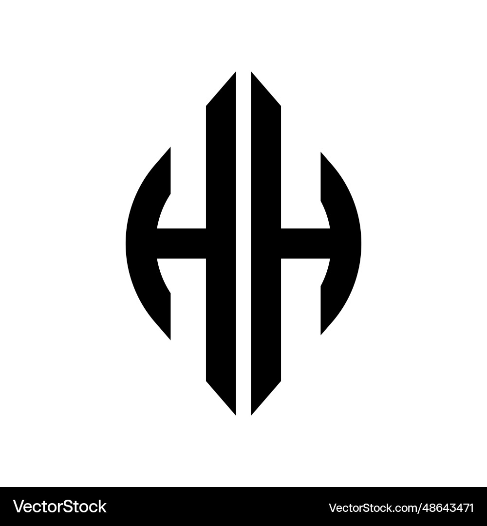 Logo h curve rhombus extended monogram 2 letters Vector Image