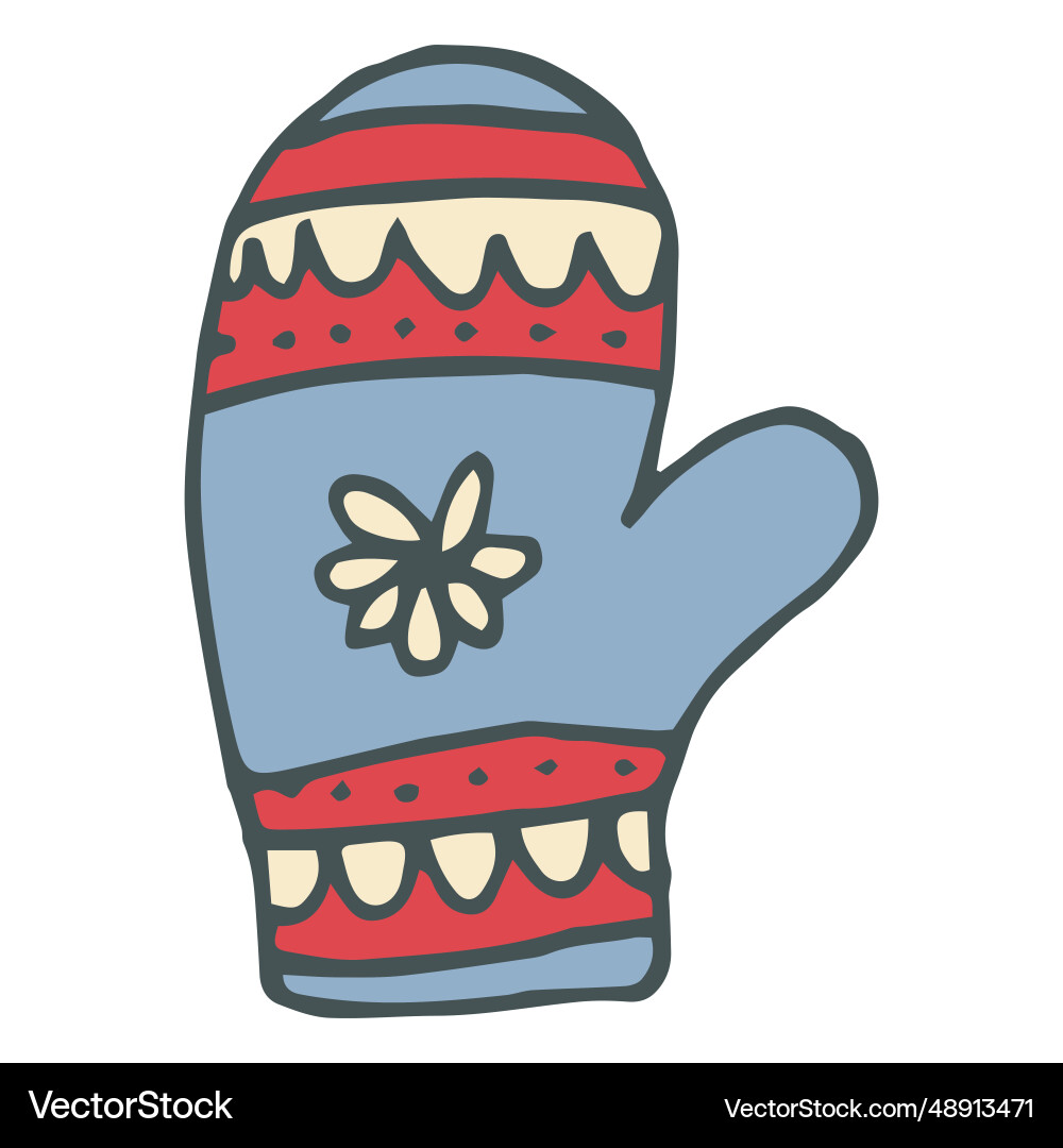 Mitten hand drawn cartoon icon 19 Royalty Free Vector Image