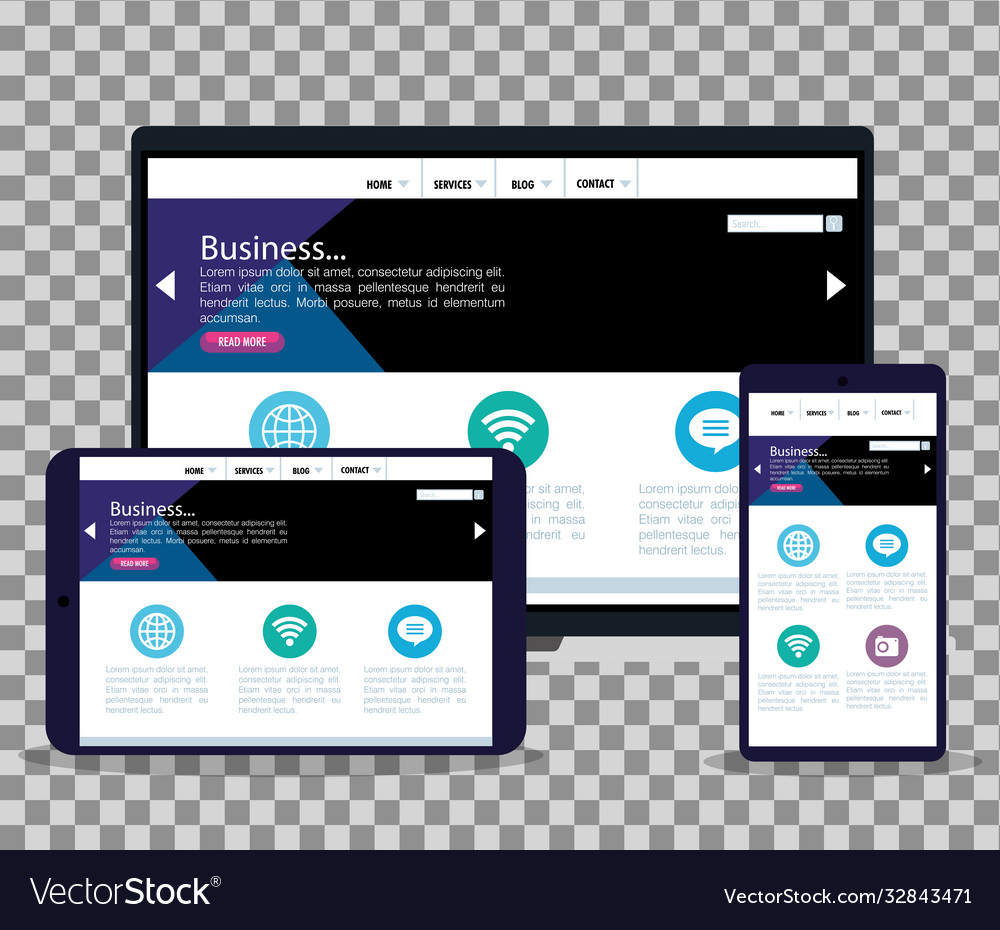 Mockup responsive web concept website development Vector Image
