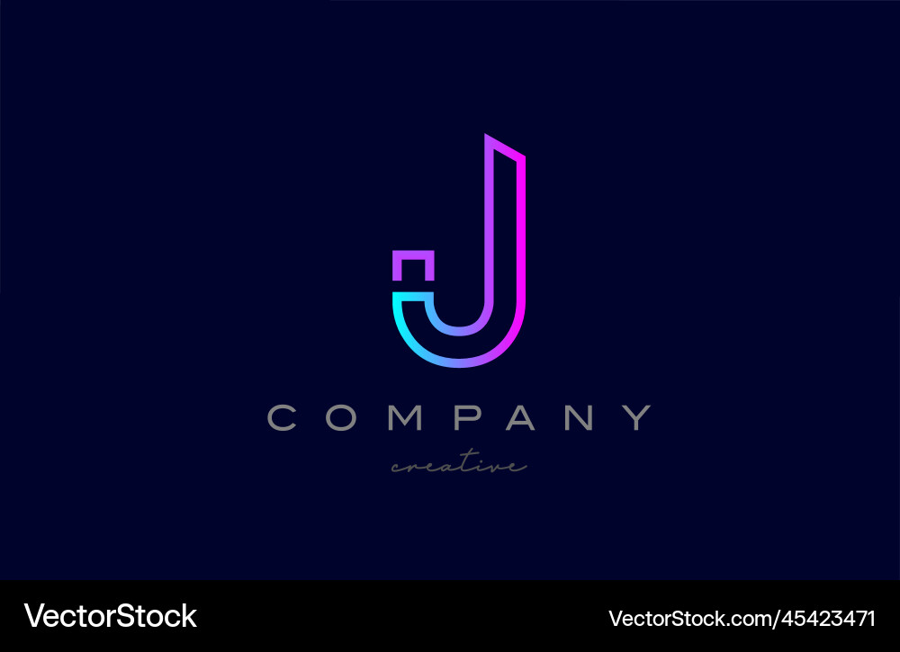 Pink blue j alphabet letter logo icon creative Vector Image
