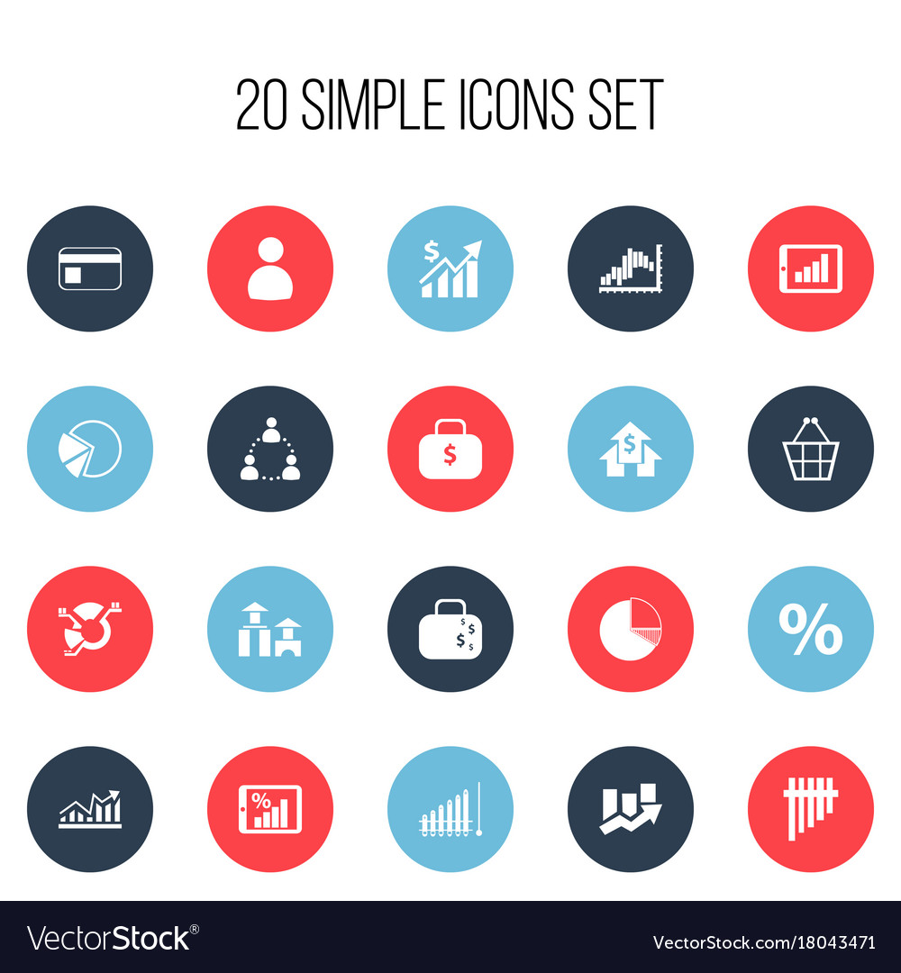 Set of 20 editable statistic icons includes Vector Image