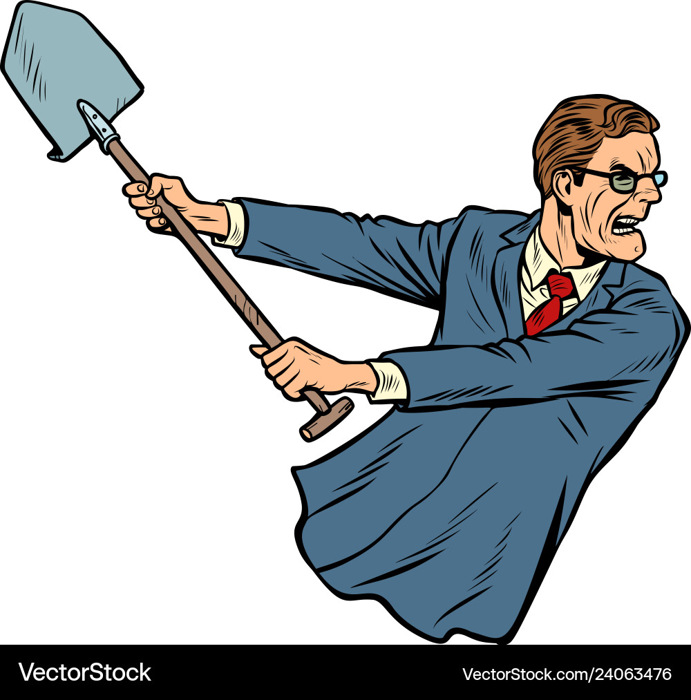 Businessman with a shovel Royalty Free Vector Image