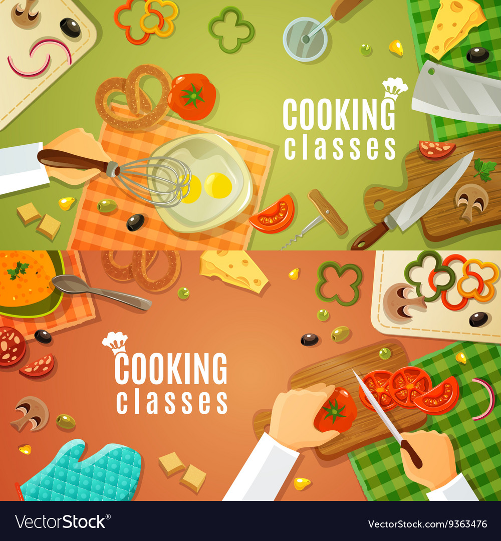 Cooking Classes Top View Royalty Free Vector Image
