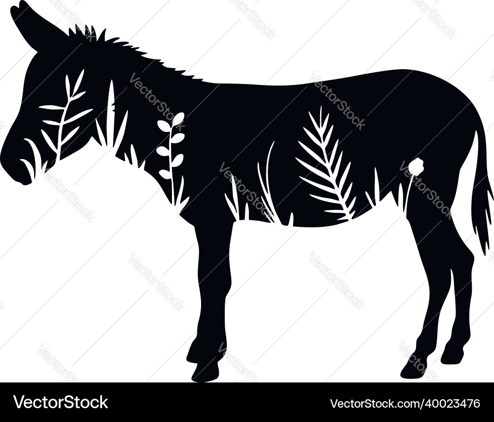 Donkey - stencil with floral design - floral Vector Image