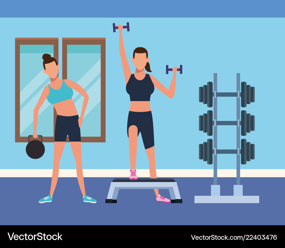Fitness people and gym Royalty Free Vector Image