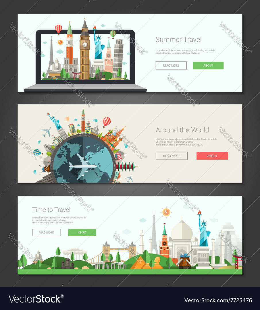 Flat design banners headers set Royalty Free Vector Image