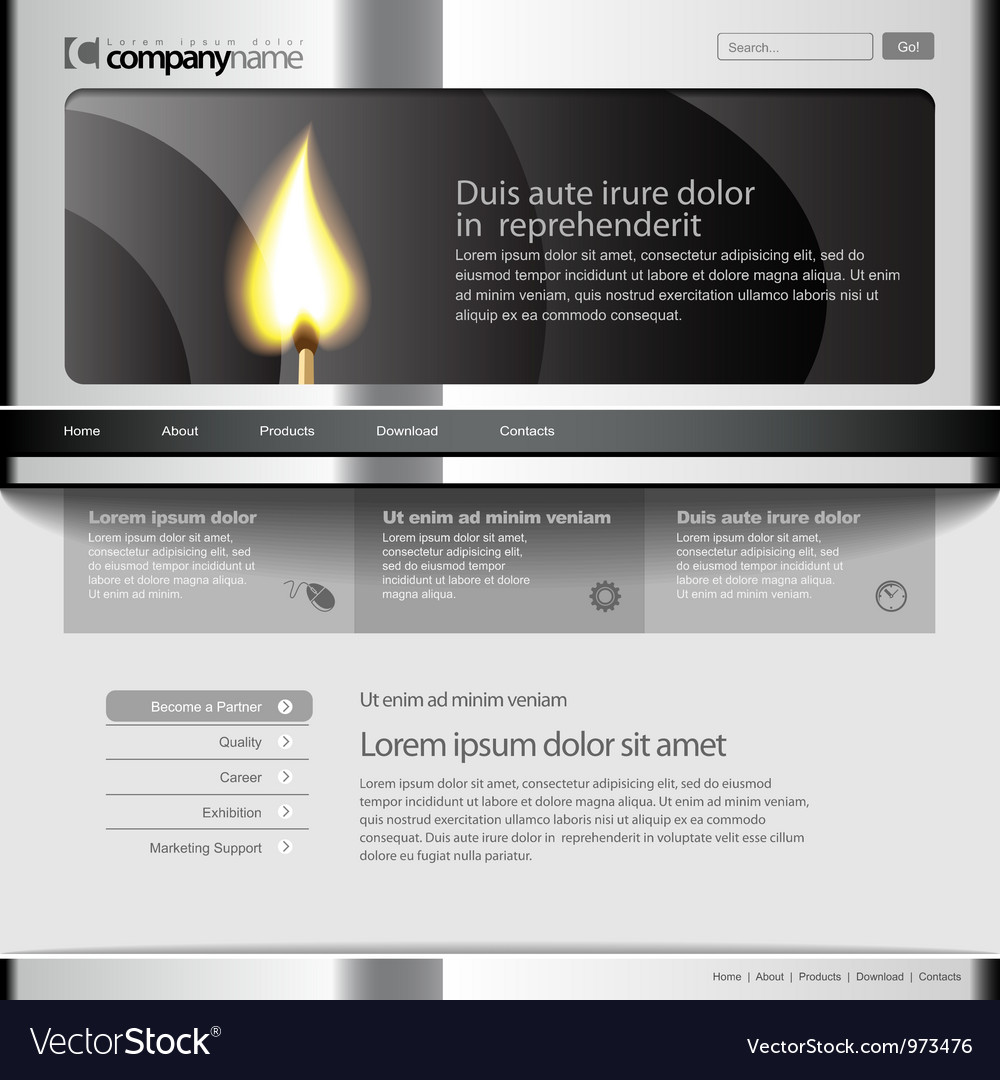 Gray website template 960 grid Royalty Free Vector Image