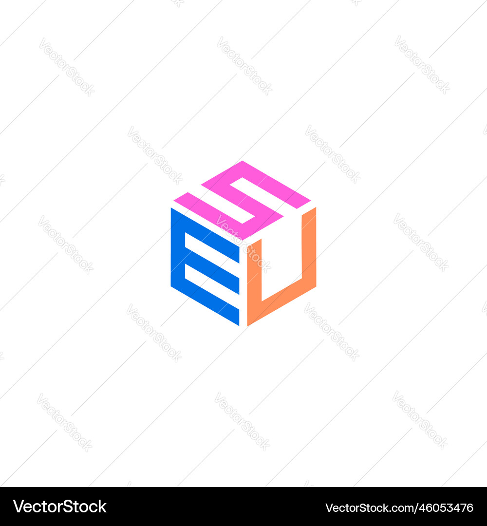 Hexagon logo with the letters seu design Vector Image