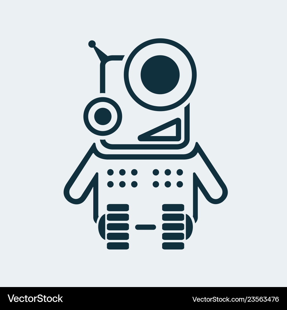 Icon of a laughing robot in a linear style Vector Image