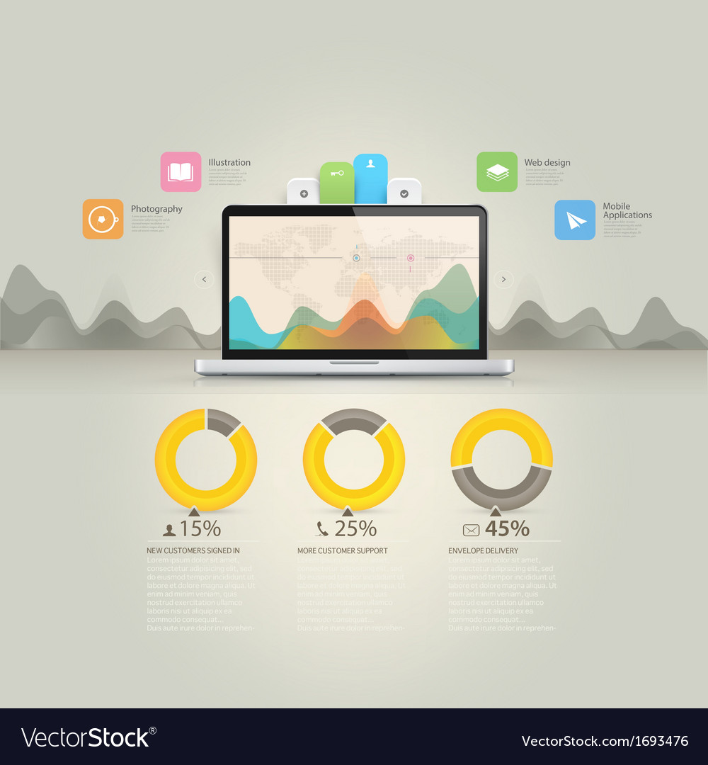 Infographics elements computer laptop notebook c Vector Image