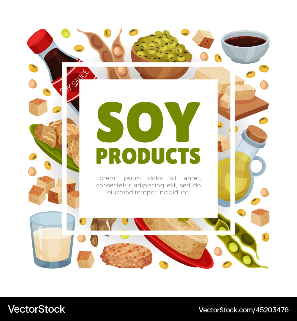 Natural soy products banner design with bean Vector Image