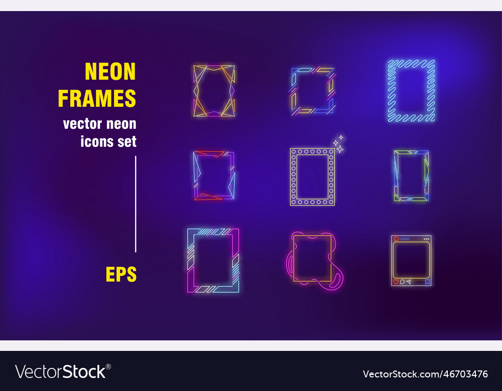 Neon frames set Royalty Free Vector Image - VectorStock
