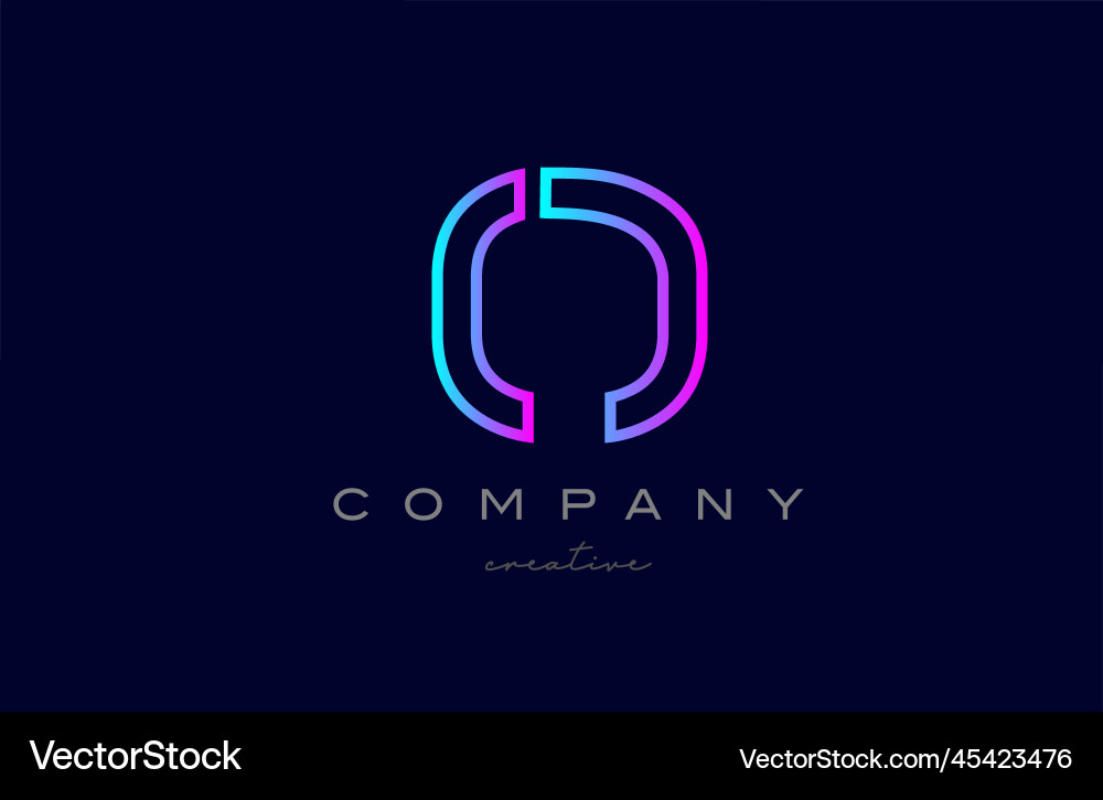 Pink blue o alphabet letter logo icon creative Vector Image
