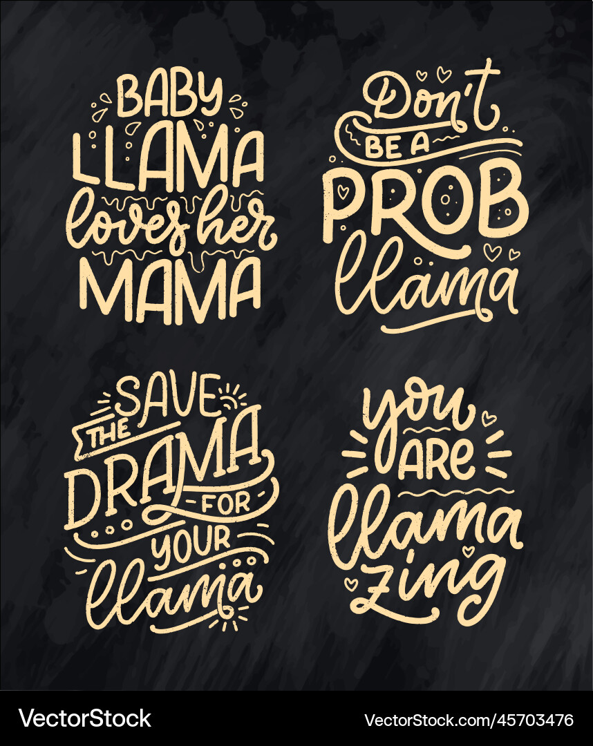 Set with funny hand drawn lettering quotes about Vector Image