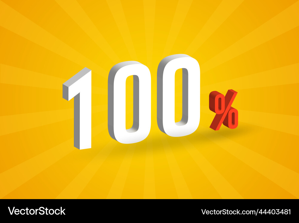 100 discount 3d text for sells and promotion Vector Image