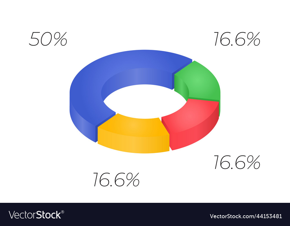 3d donut chart infographic concept with four Vector Image