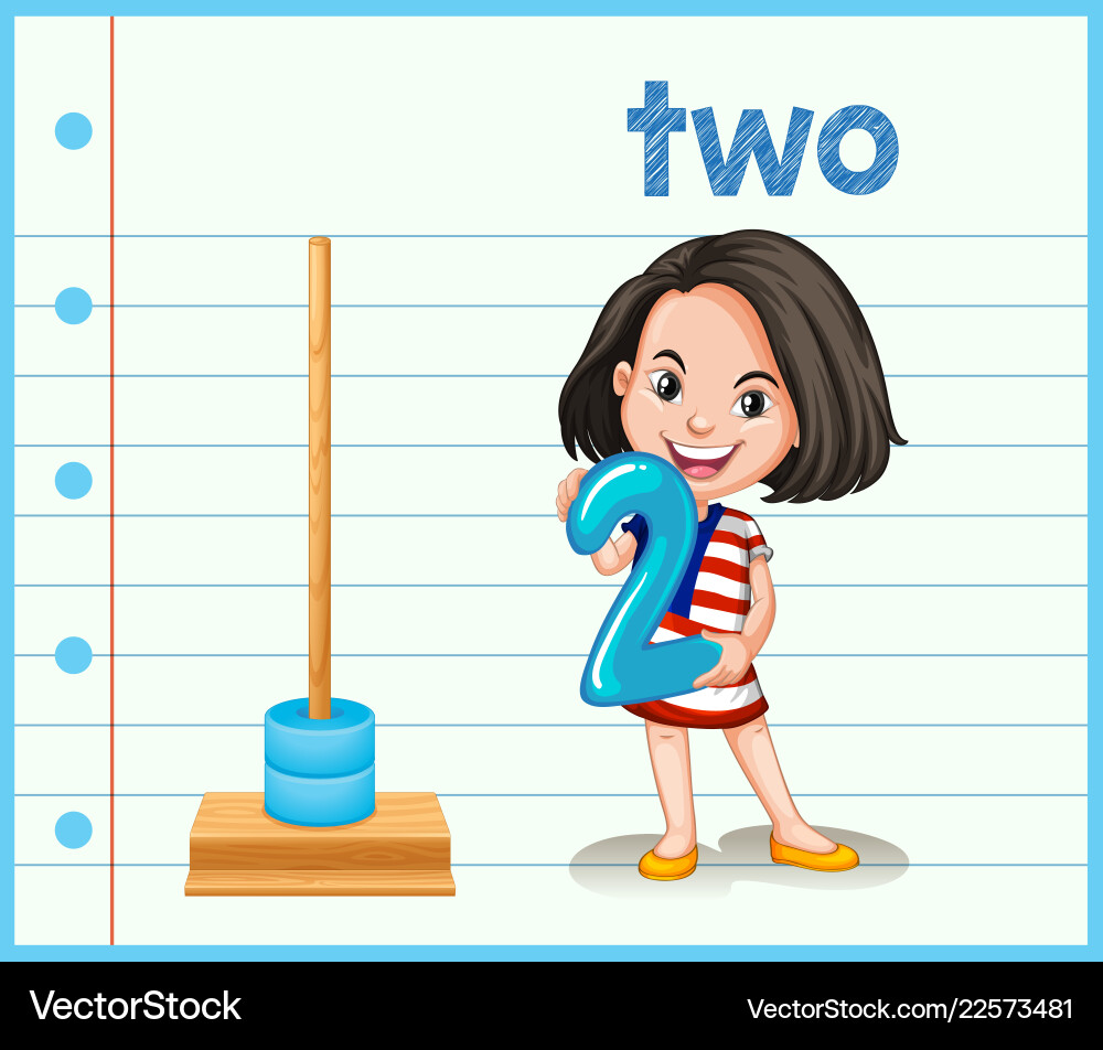 A girl holding number two Royalty Free Vector Image