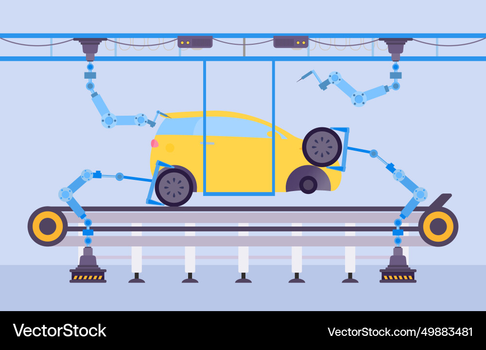Car production factory concept Royalty Free Vector Image