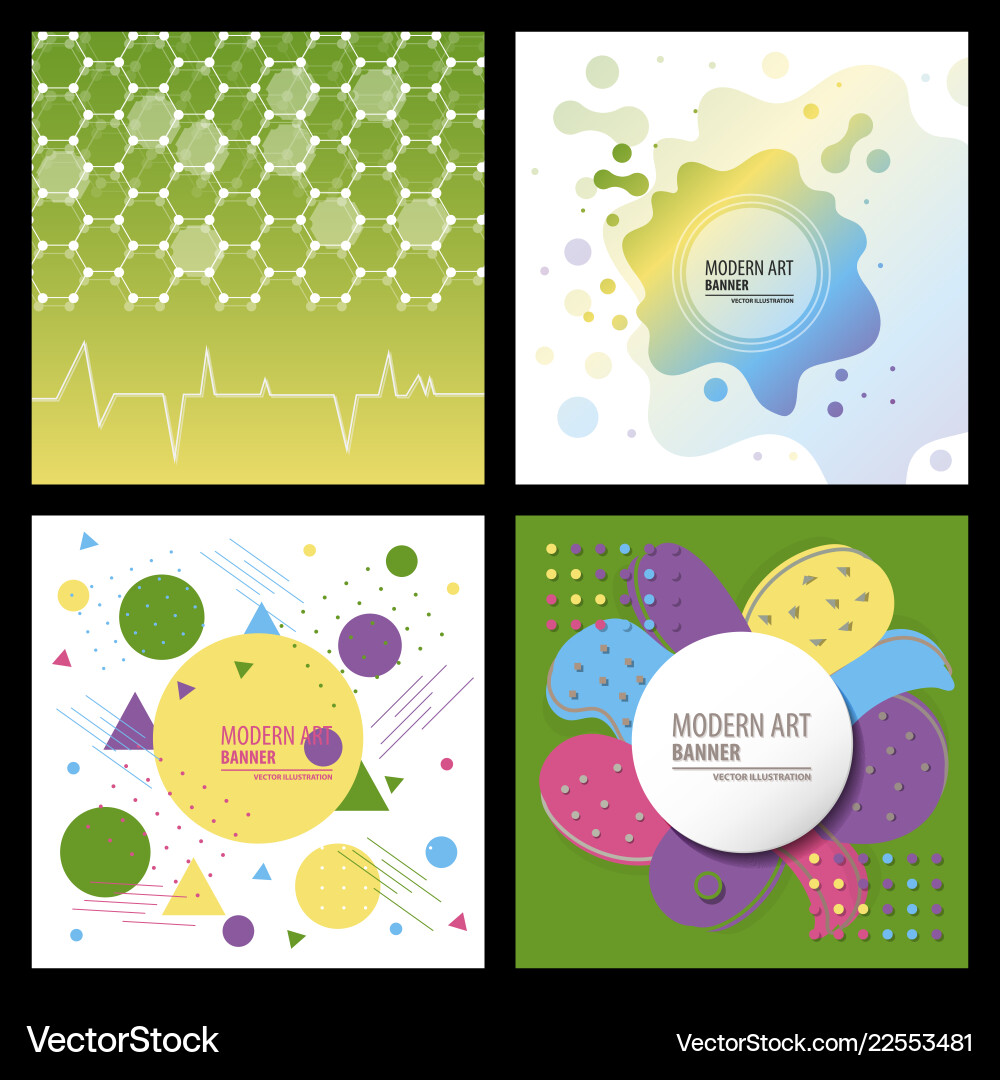 Collection of creative universal artistic cards Vector Image