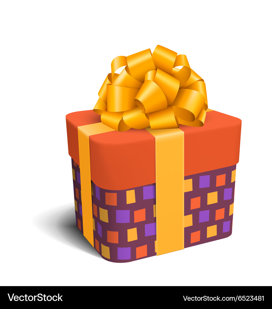 Colorful violet and orange celebration gift box Vector Image