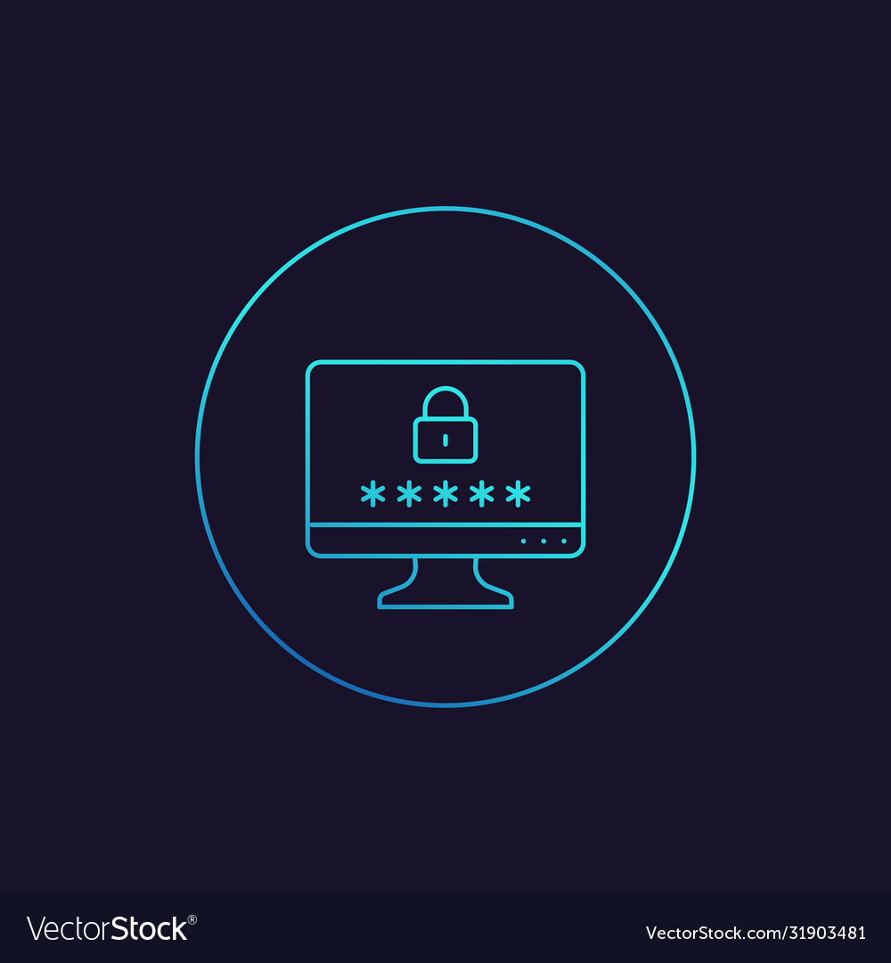 Computer with password access security concept Vector Image