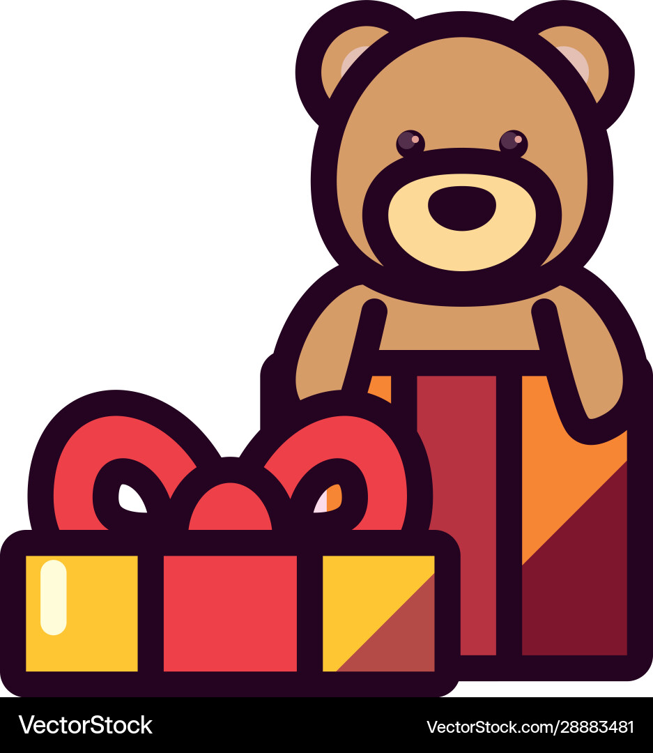 Cute bear cartoon and gift design Royalty Free Vector Image