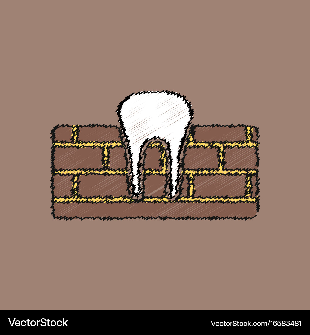 Flat shading style icon tooth and gum Royalty Free Vector