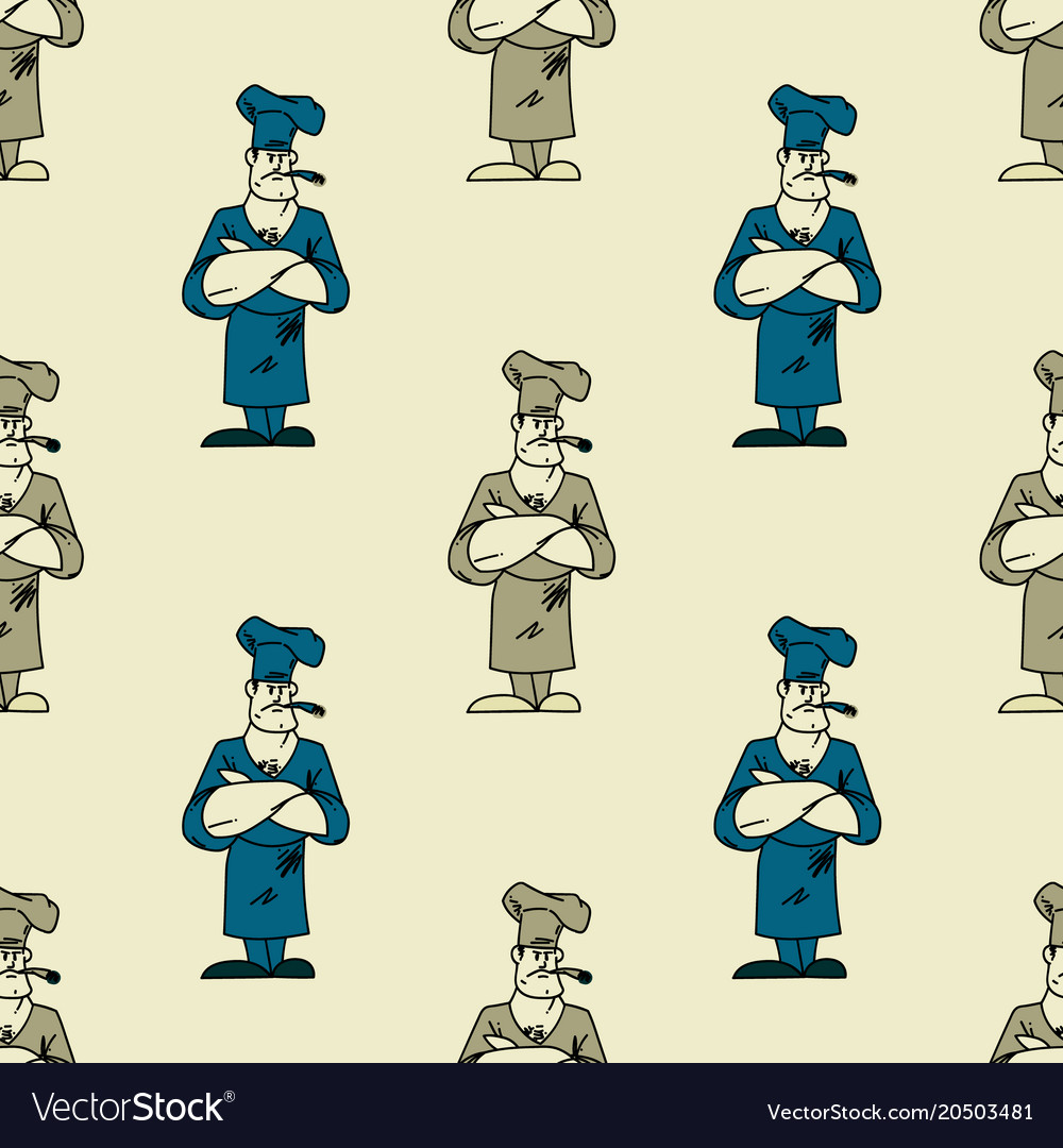 Funky chef seamless pattern Royalty Free Vector Image