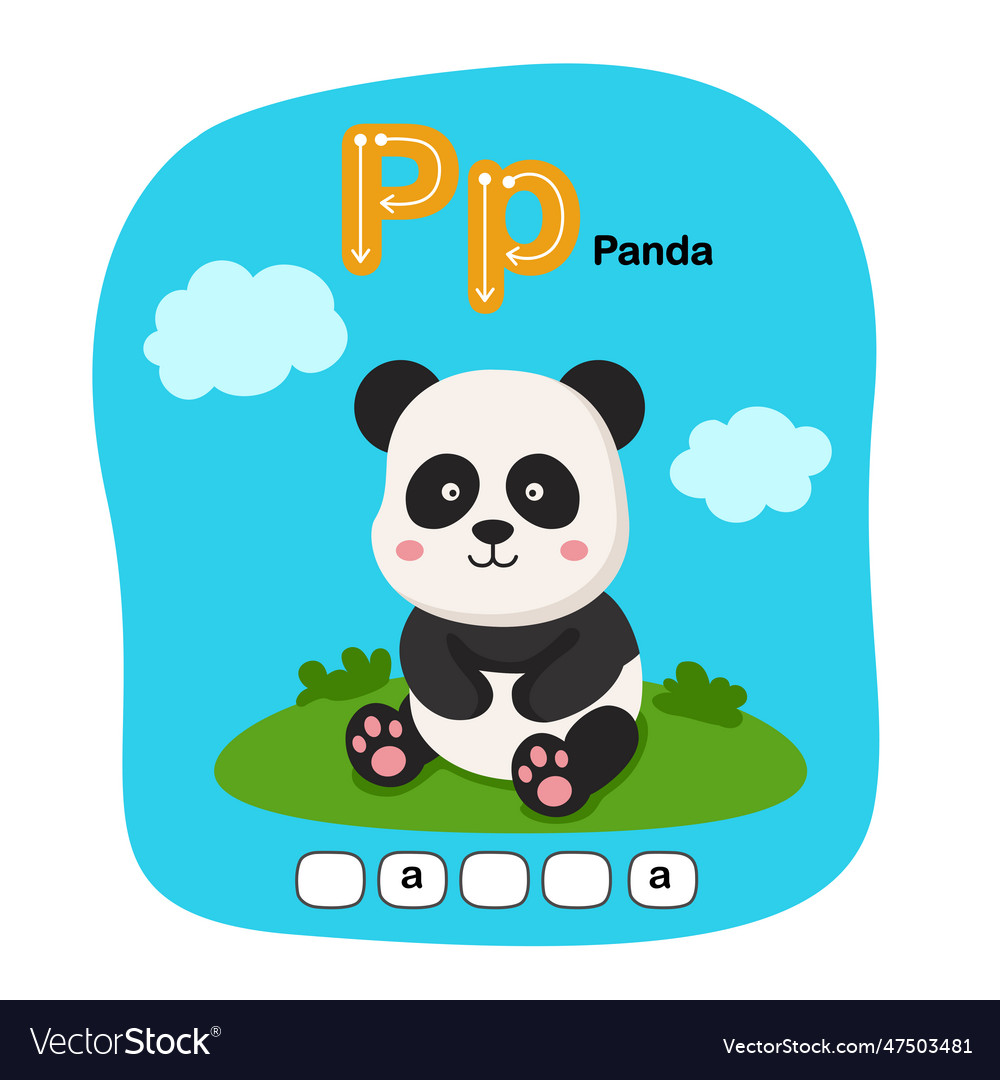 Isolated animal alphabet letter p- panda Vector Image