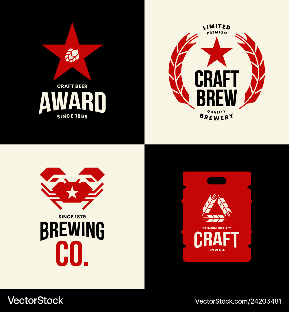 Modern craft beer drink isolated logo Royalty Free Vector