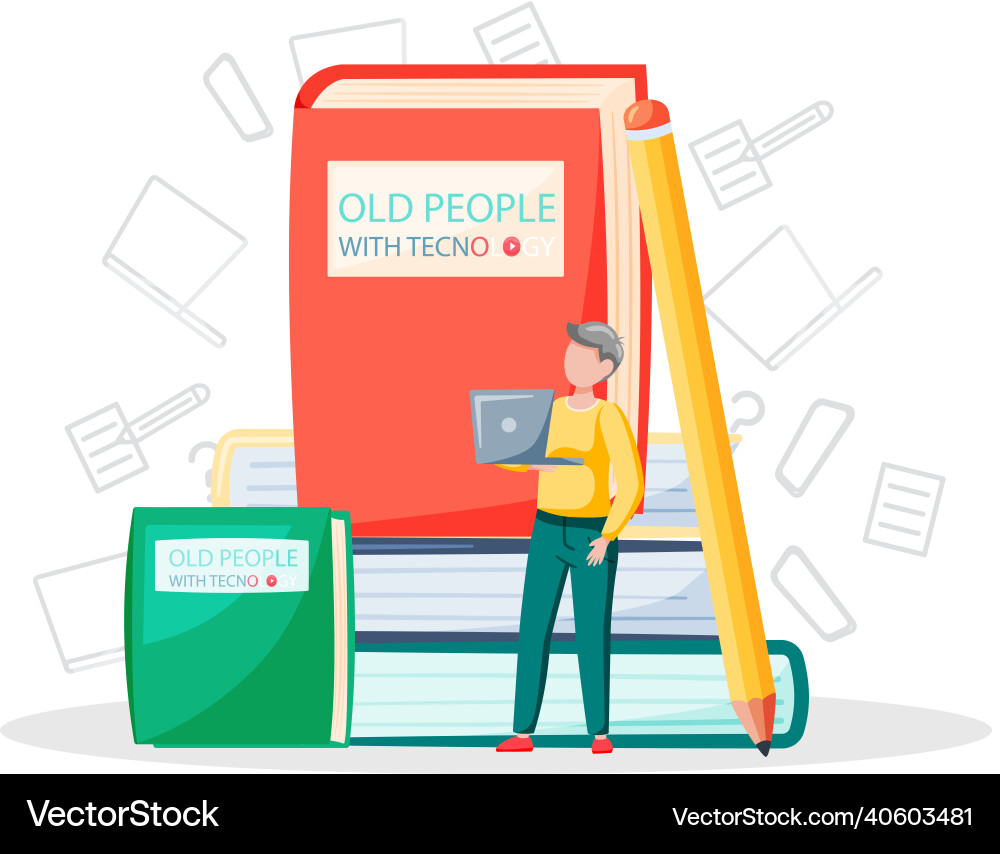 Old people with technology retiree with laptop Vector Image