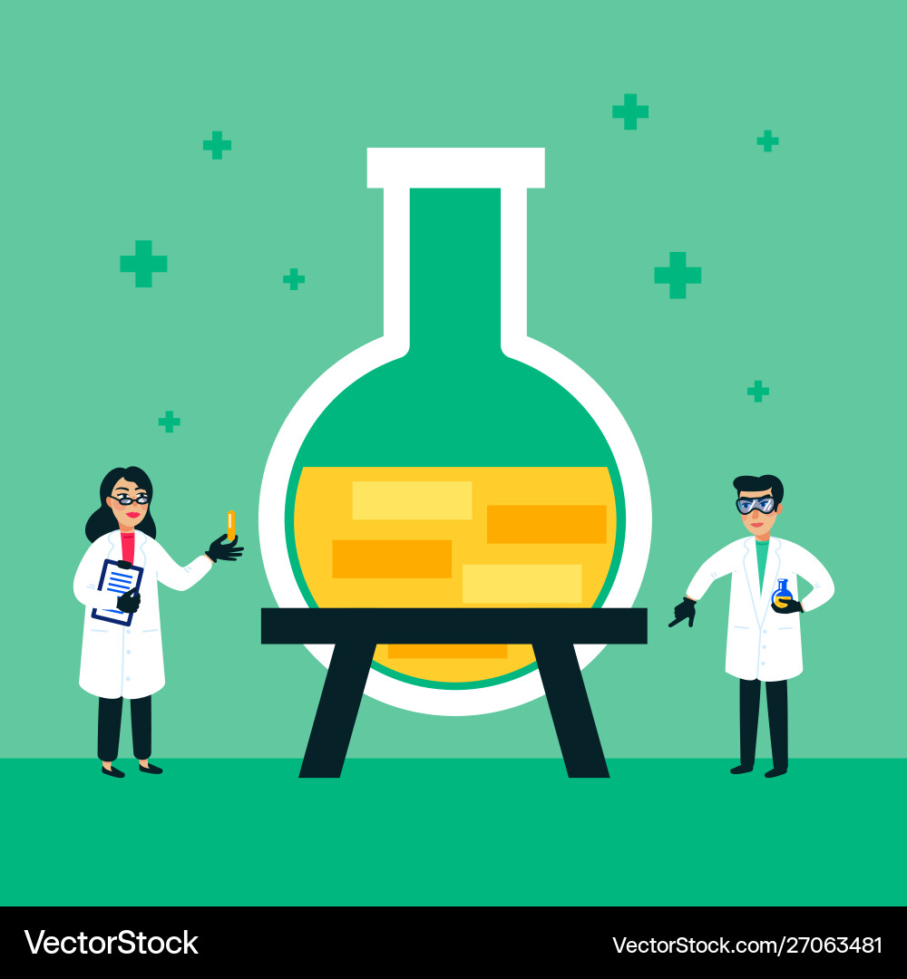 Scientists men and woman working at science lab Vector Image