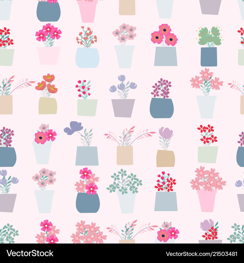 Seamless pattern flower pot Royalty Free Vector Image