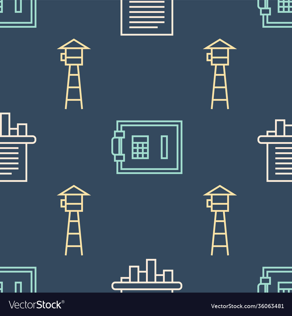 Set line paper shredder watch tower and safe Vector Image Set line paper shredder watch tower and safe Vector Image