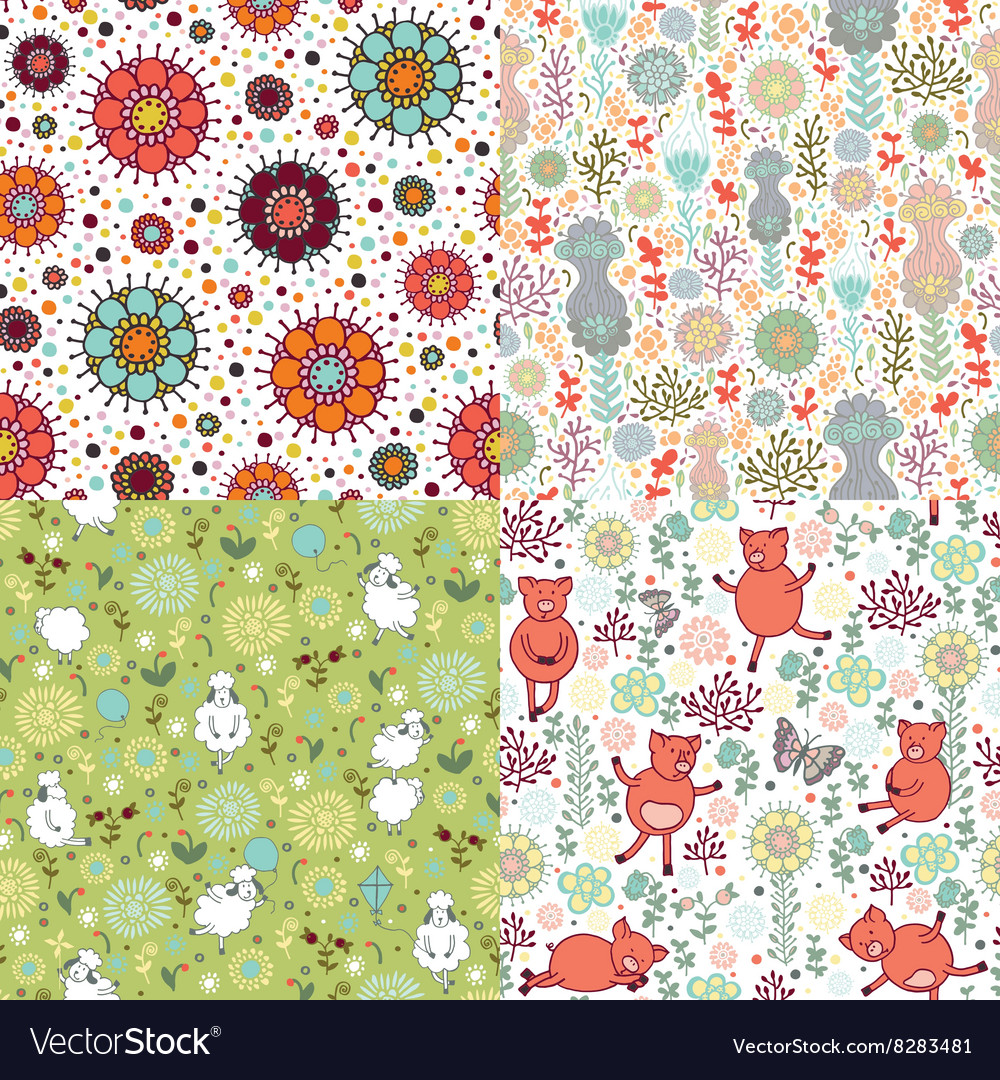 Set patterns with nature Royalty Free Vector Image