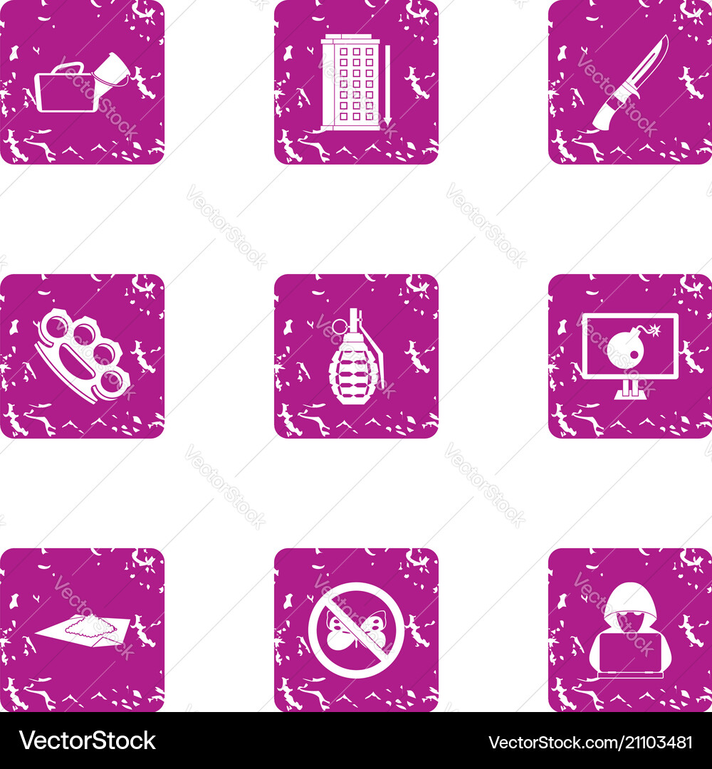 Undercover icons set grunge style Royalty Free Vector Image