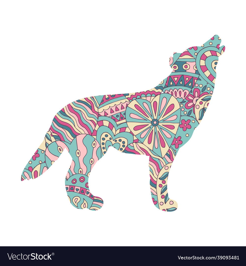 Wolf with an abstract pattern Royalty Free Vector Image