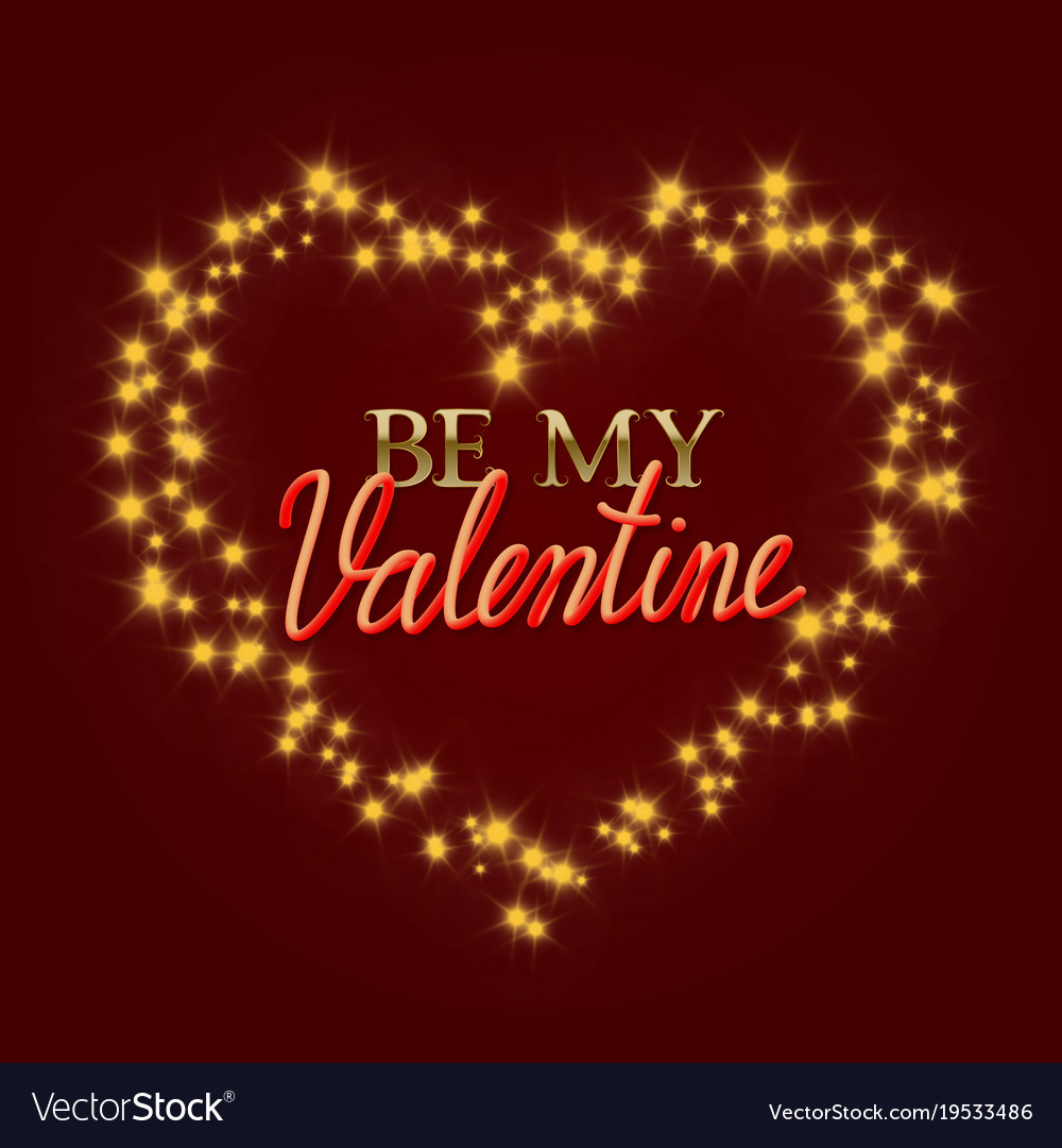 Be my valentine golden and gradient luminous Vector Image