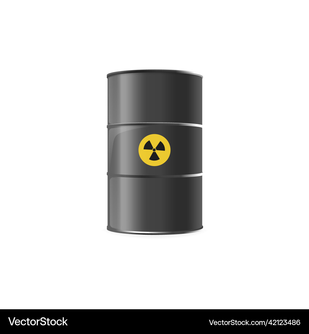 Black realistic metal barrel with dangerous liquid