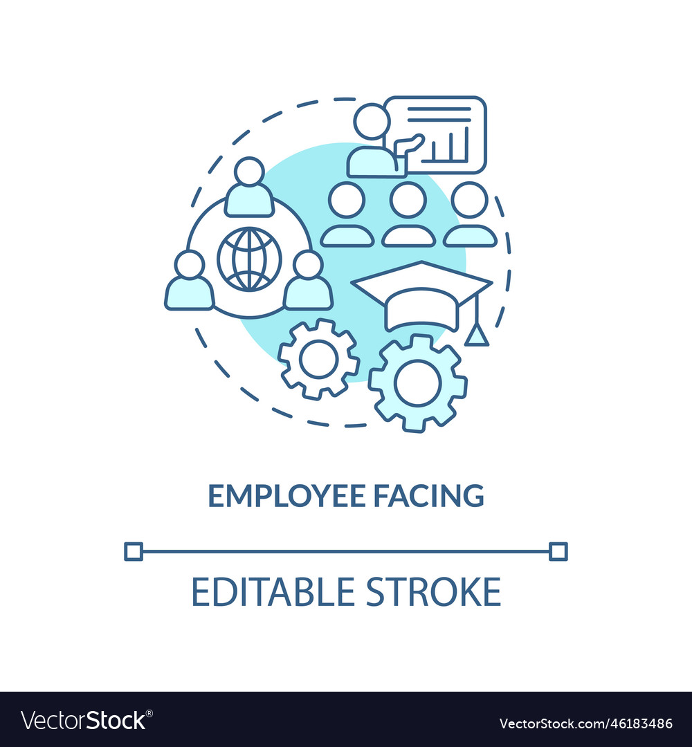 Employee facing turquoise concept icon Royalty Free Vector